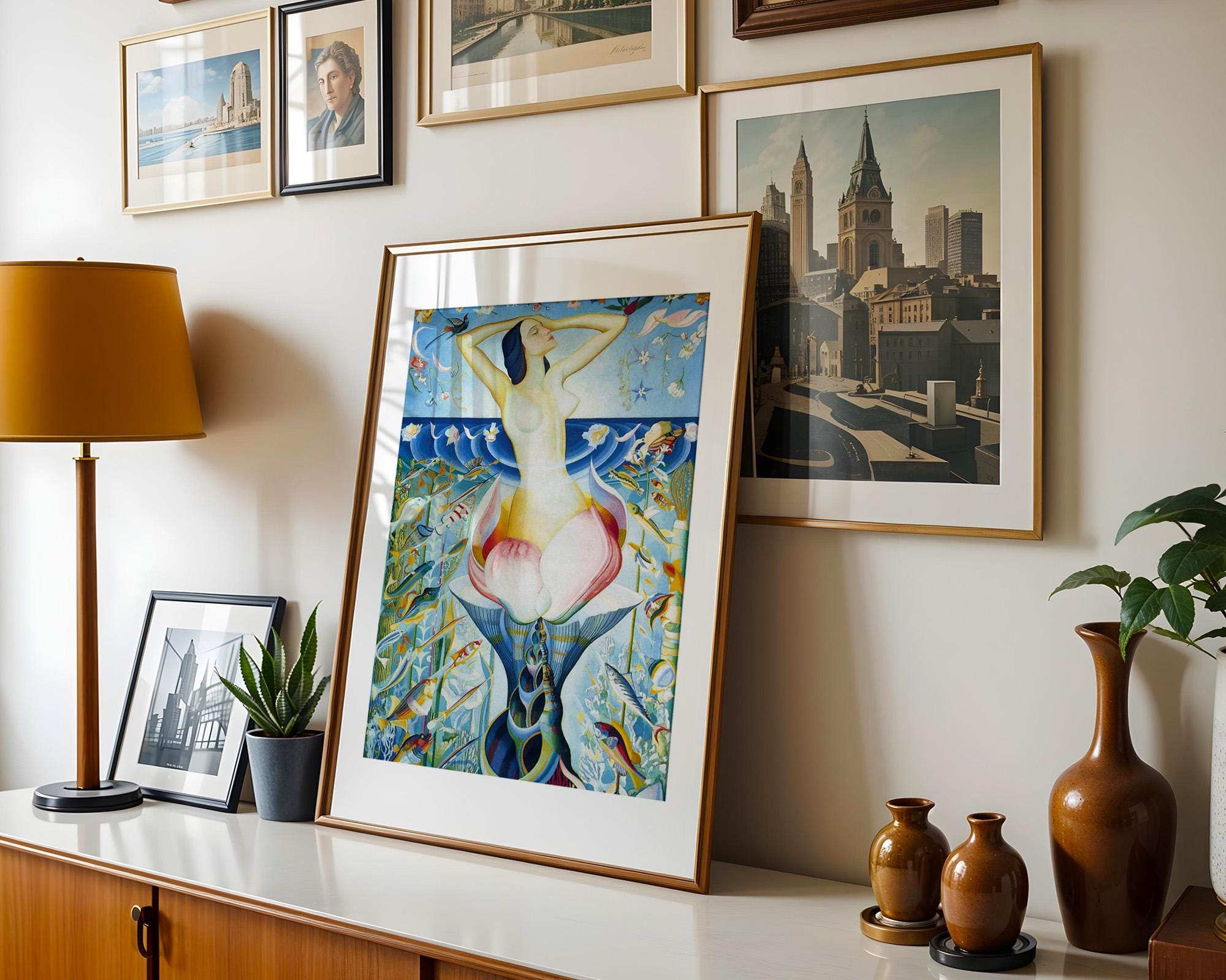 Vintage Goddess Art the Birth of Venus by Joseph Stella Pale Blue Roman ...