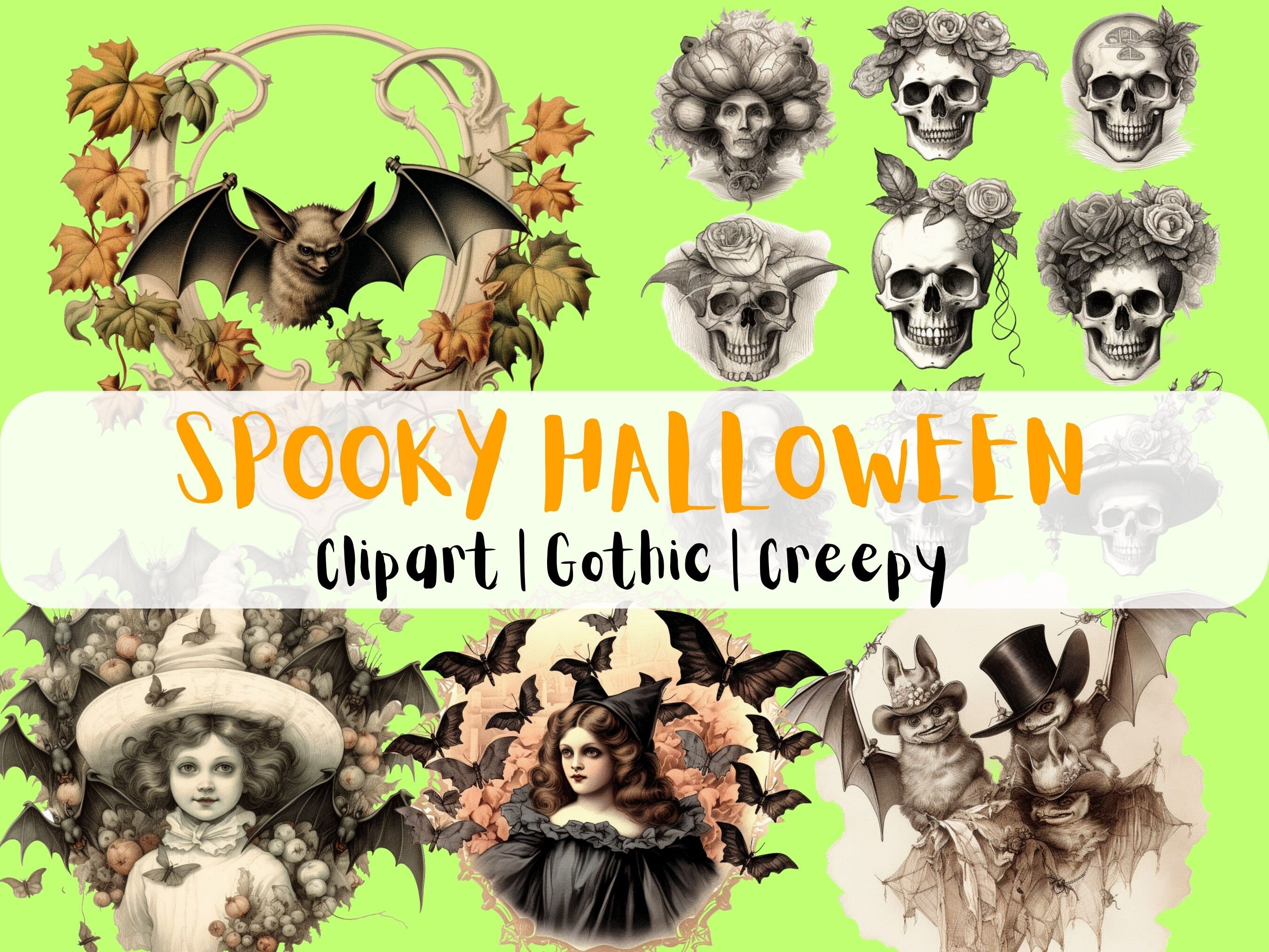 Creepy Halloween Clipart Gothic Art for Commercial Use PNG Files ...