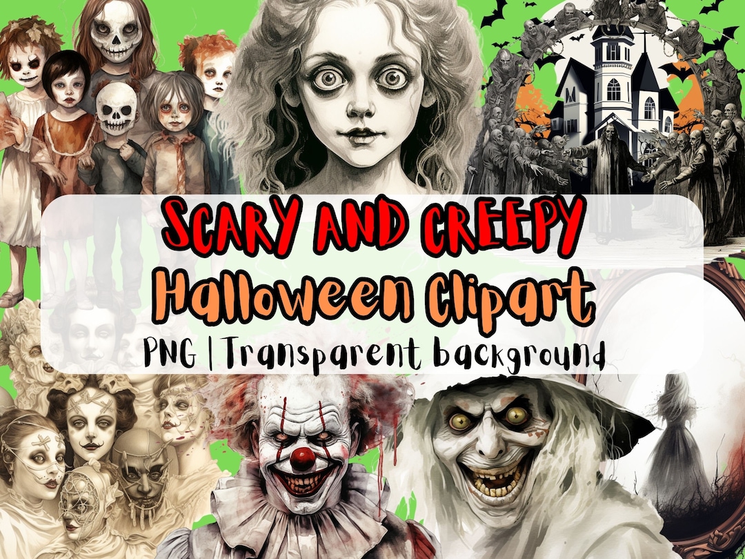 HUGE BUNDLE #1 Scary Creepy Halloween Clipart Gothic Creepy Art for ...