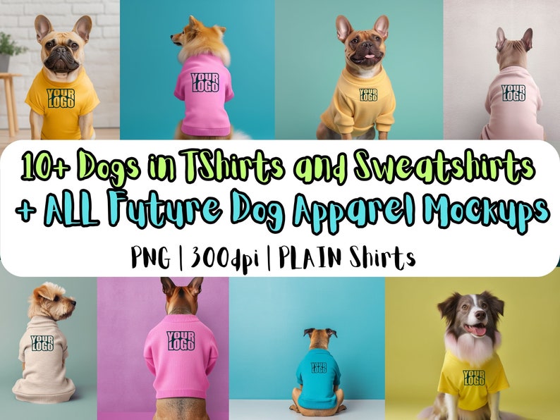 Dog T-shirts and Dog Sweaters Mockups and Hoodies Mockup Bundle Plain ...