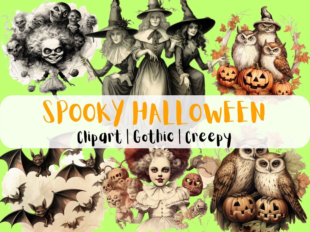 Creepy Halloween Clipart Gothic Art for Commercial Use PNG Files ...