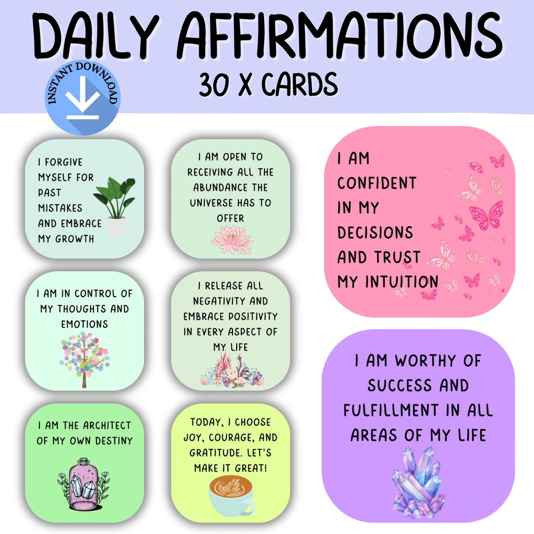 Affirmation Cards Positive Quotes Daily Affirmations Download ...