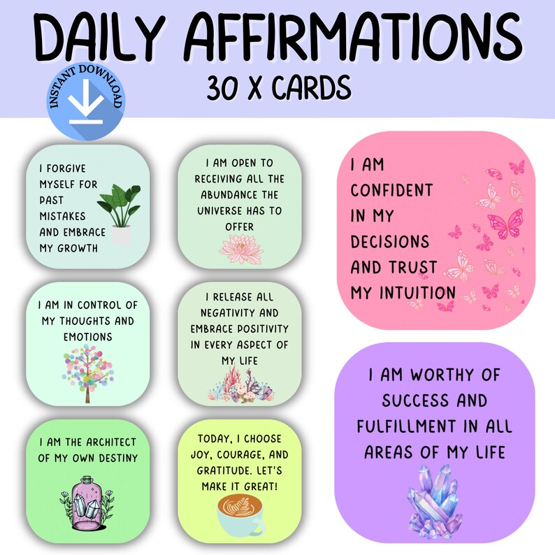 Affirmation Cards Positive Quotes Daily Affirmations Download ...