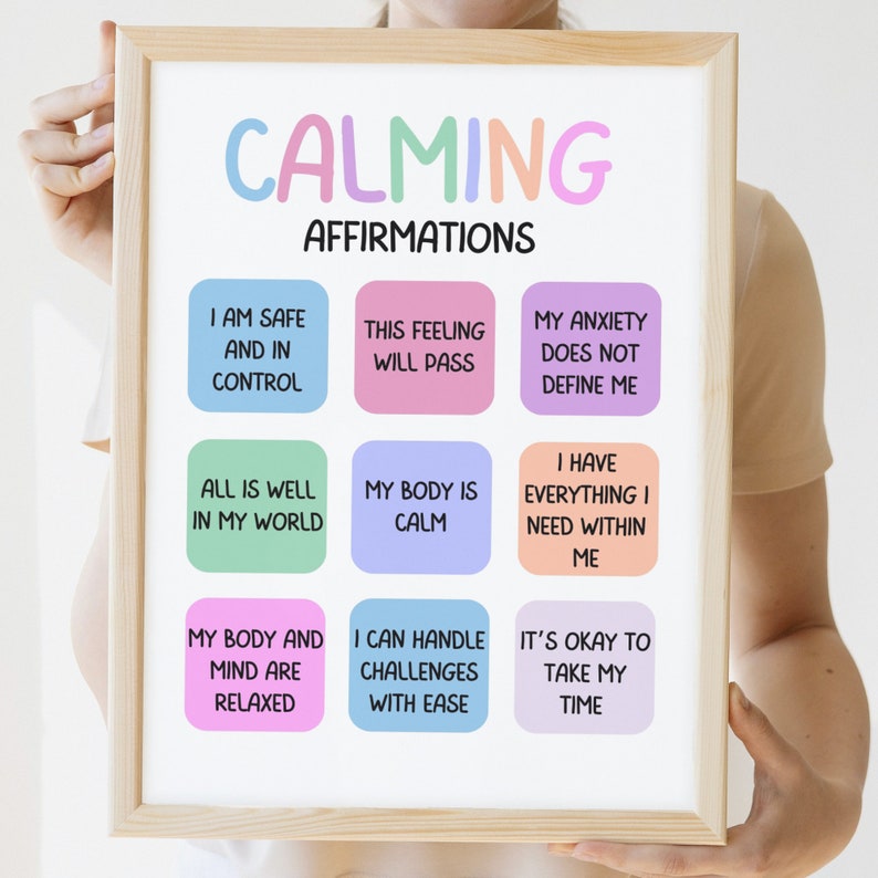 Calming Affirmations Downloadable Digital Poster, Therapy Poster ...