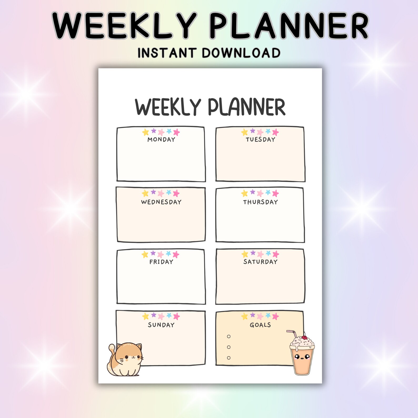 Weekly Planner Digital Pdf Download, Mental Health Worksheet, Printable ...