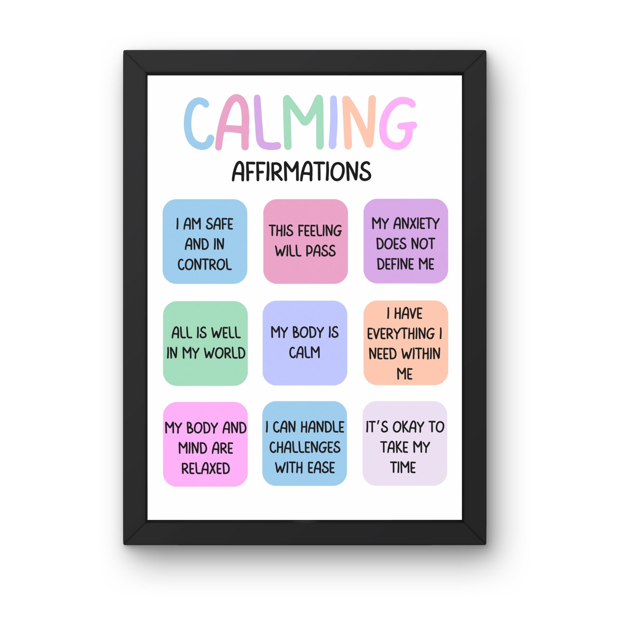 Calming Affirmations Downloadable Digital Poster, Therapy Poster ...