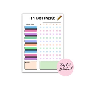 My Habit Tracker Digital Pdf Download, Mental Health Worksheet ...