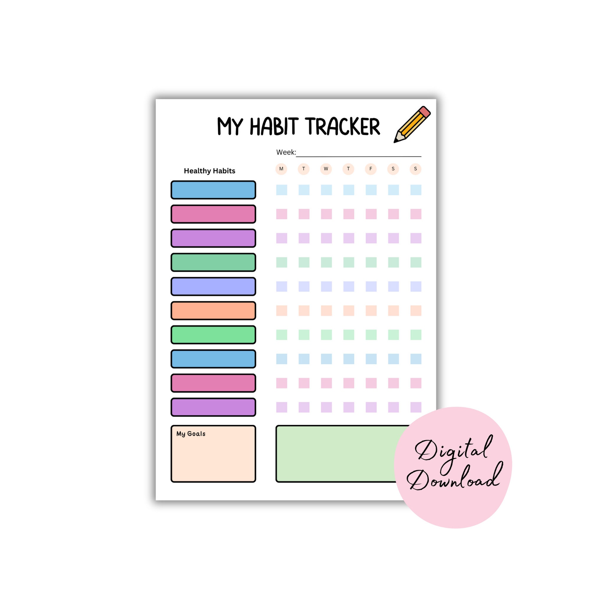 My Habit Tracker Digital Pdf Download, Mental Health Worksheet ...