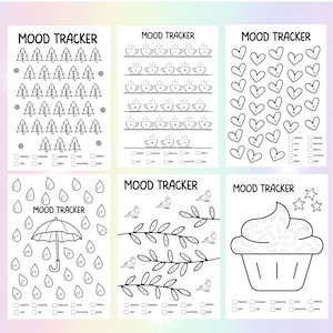 Yearly 12 Mood Tracker Bundle Digital Pdf Download, Mental Health, CBT ...