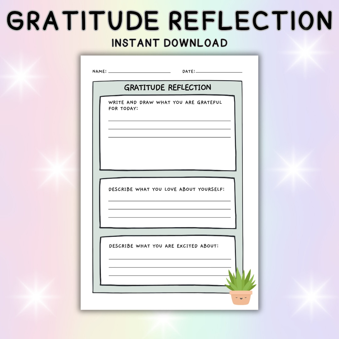 Gratitude Reflection Journal Digital Pdf Download, Mental Health ...