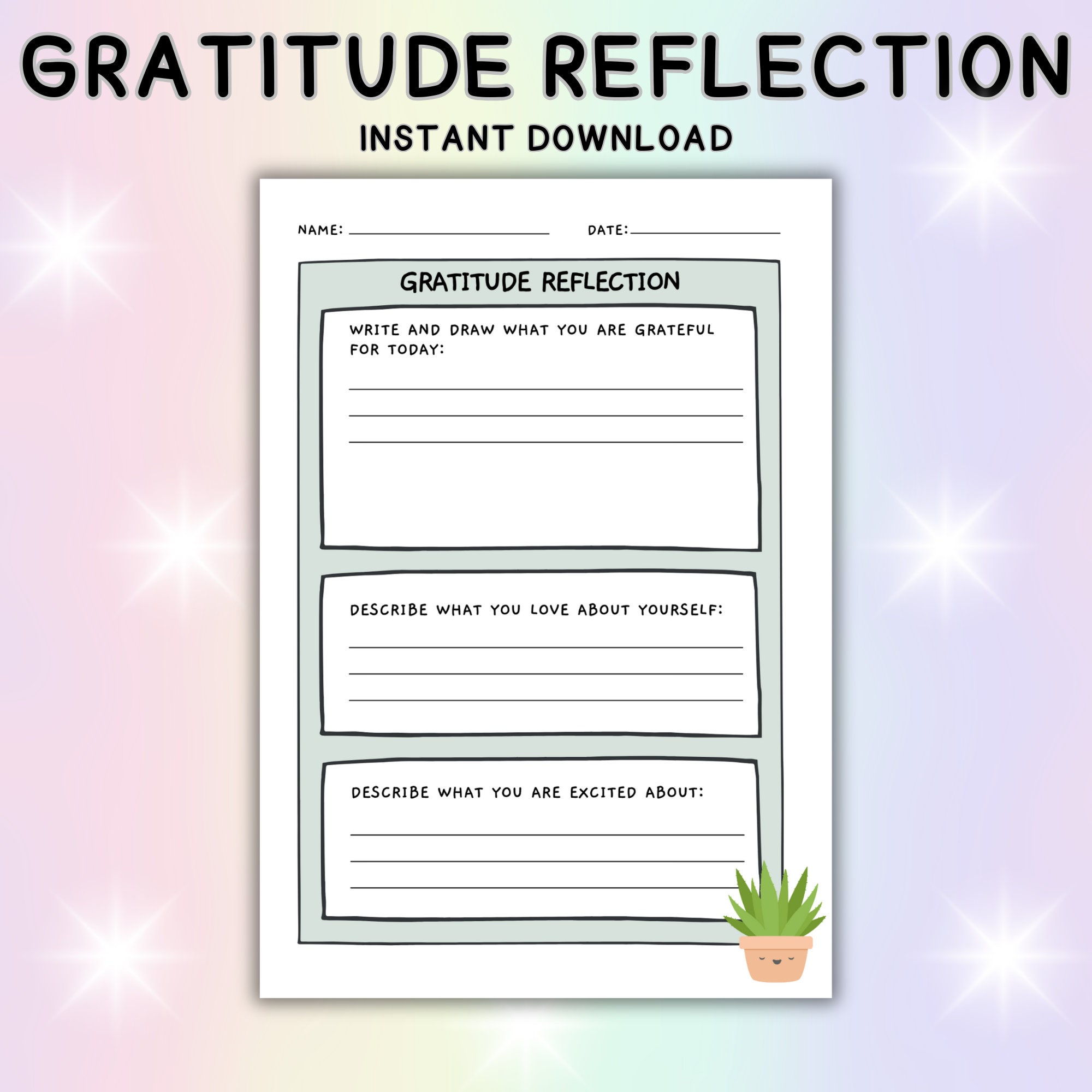 Gratitude Reflection Journal Digital Pdf Download, Mental Health ...