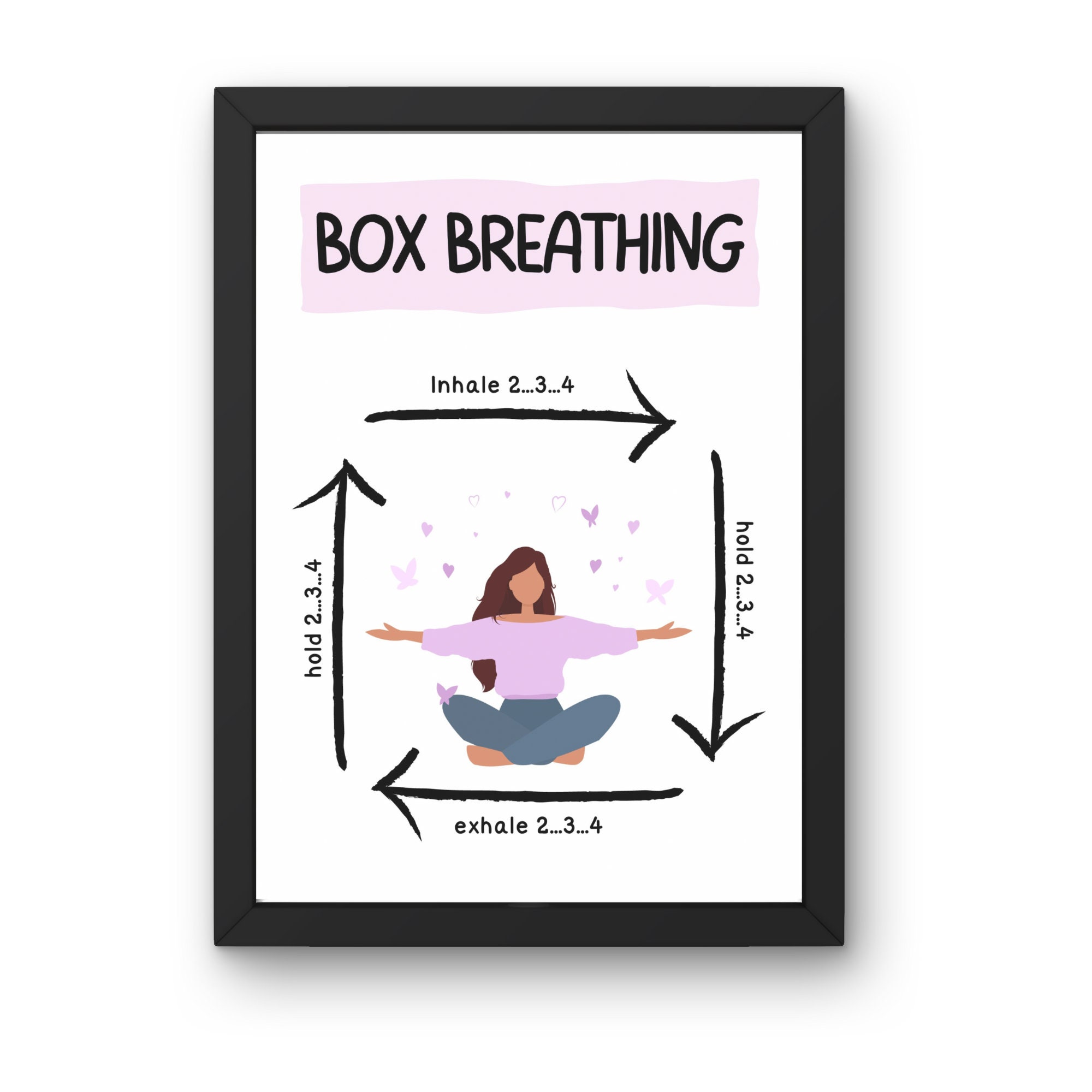 Box Breathing Downloadable Digital Poster, Therapy Poster, Grounding ...