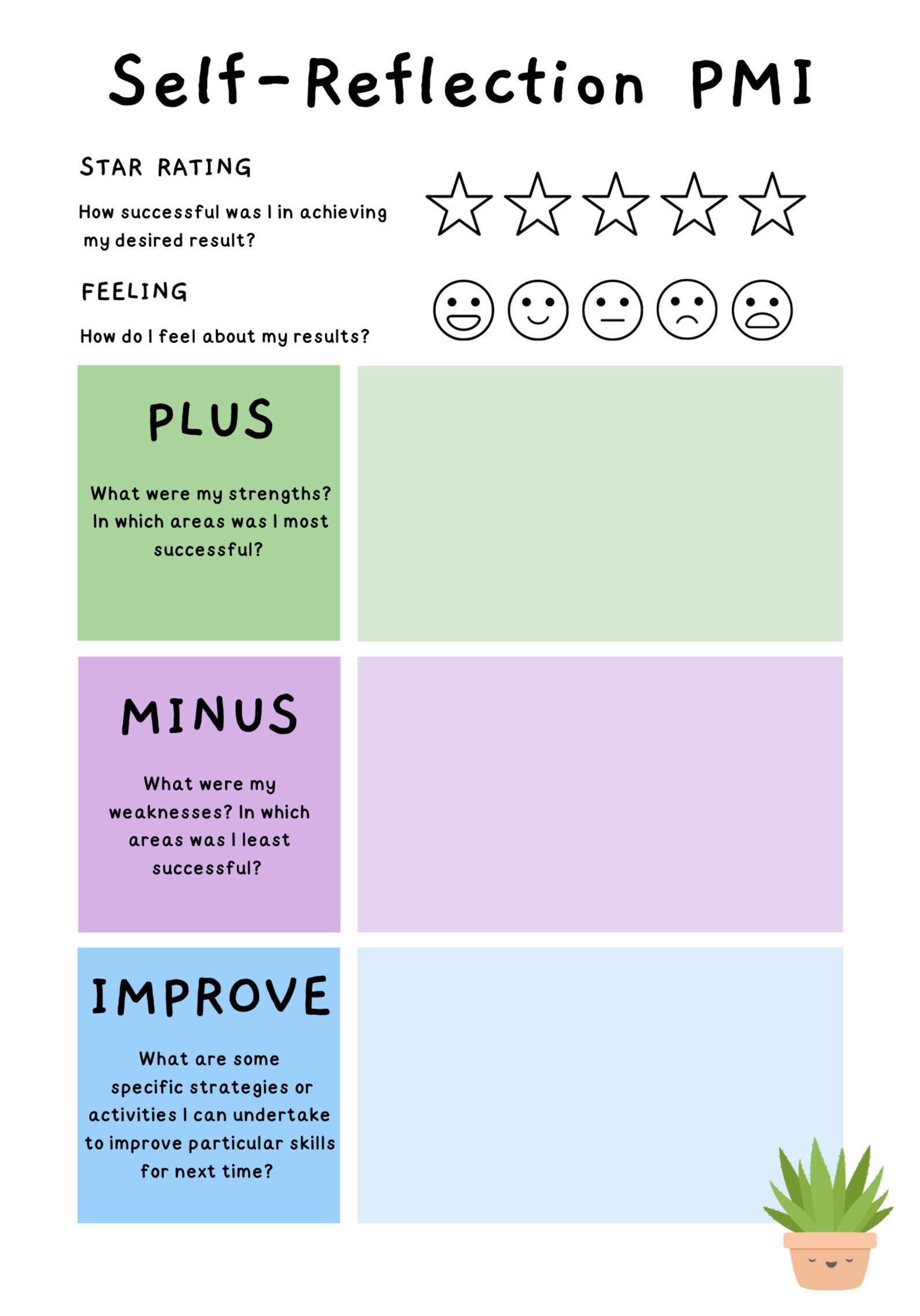 Self Reflection PMI Digital Pdf Download, Mental Health Worksheet ...