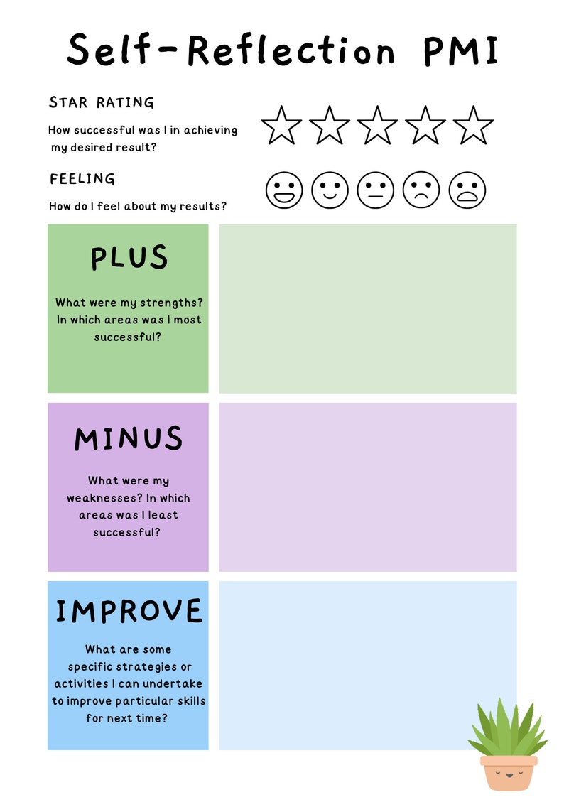Self Reflection PMI Digital Pdf Download, Mental Health Worksheet ...