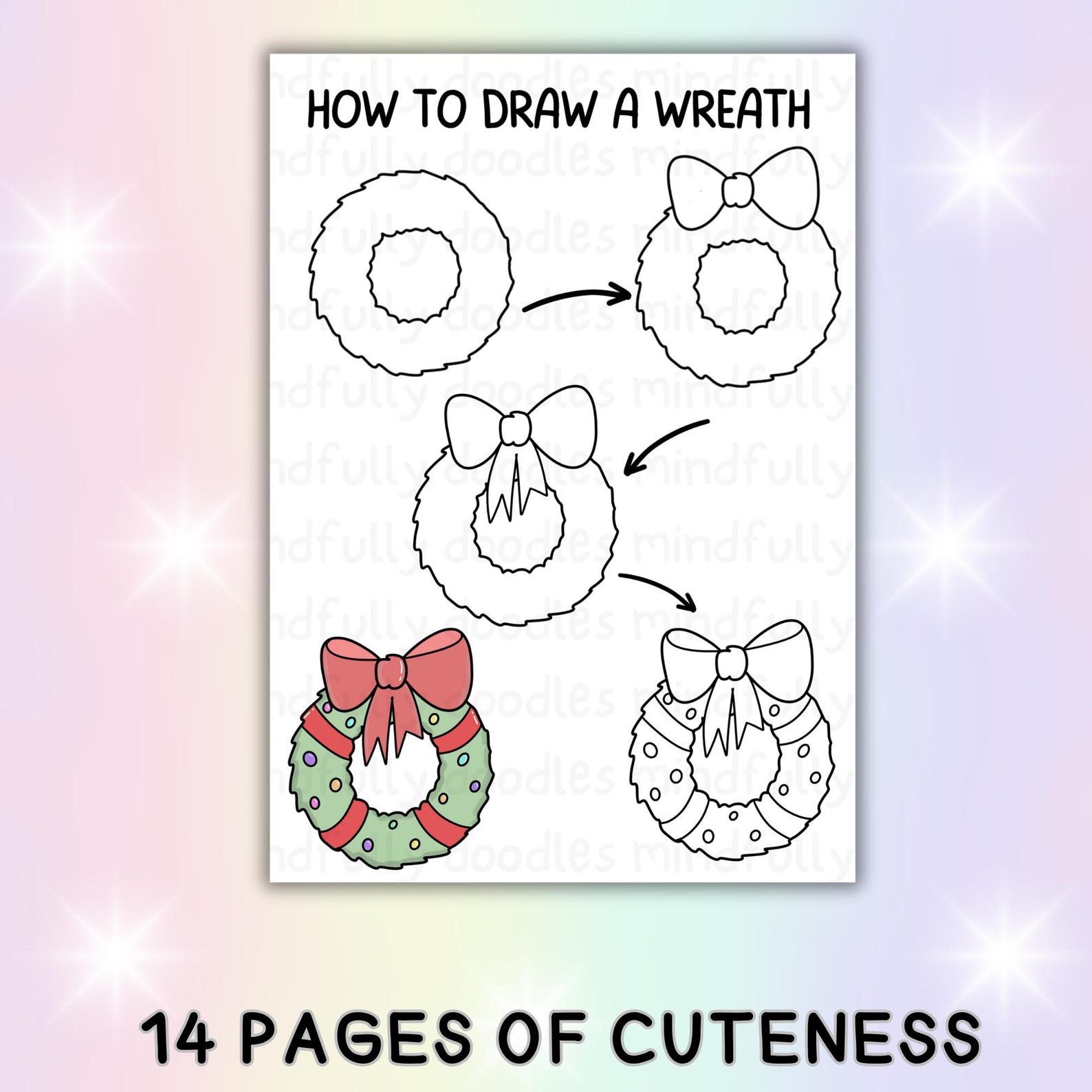 How to Draw Cute Christmas 14 Drawings Printable Drawing Book Christmas ...