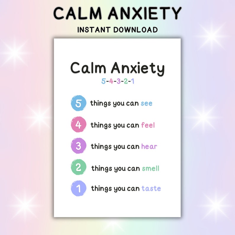 Calm Anxiety Digital Pdf Download, Mental Health Worksheet, Printable ...