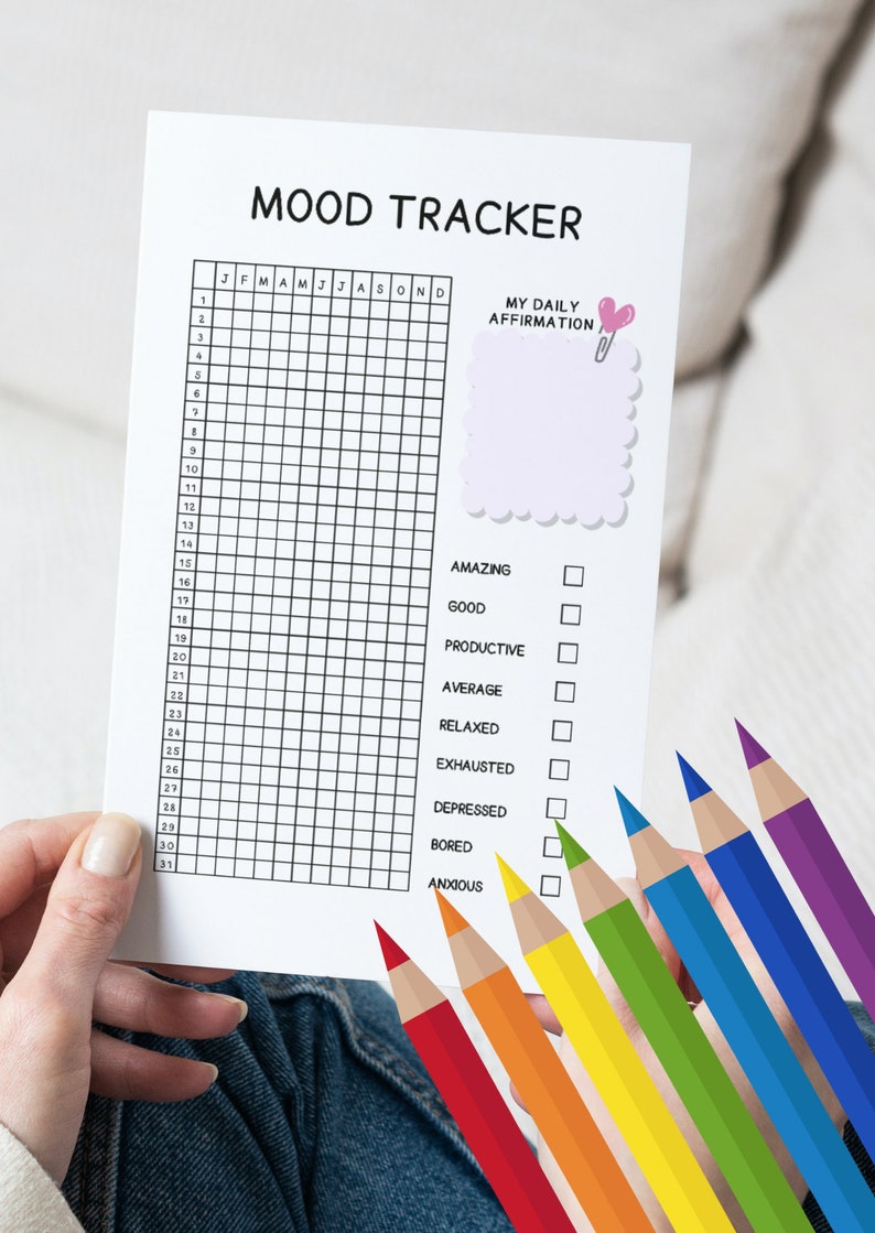 Yearly Mood Tracker Digital Pdf Download, Mental Health, Printable ...