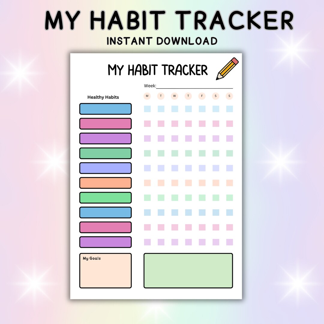 My Habit Tracker Digital Pdf Download, Mental Health Worksheet ...