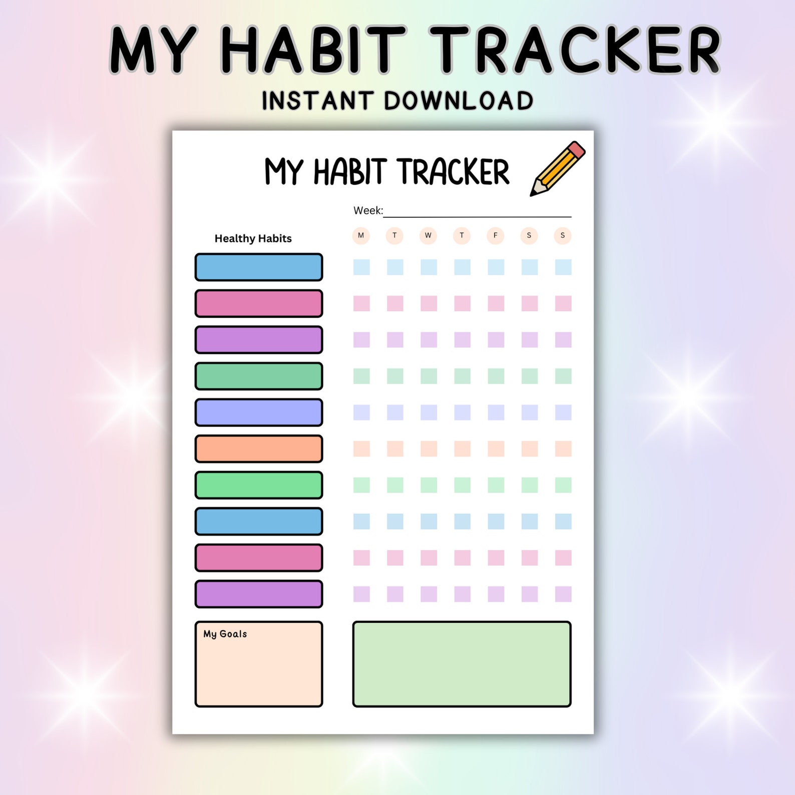My Habit Tracker Digital Pdf Download, Mental Health Worksheet ...