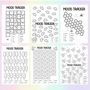 Yearly 12 Mood Tracker Bundle Digital Pdf Download, Mental Health, CBT ...
