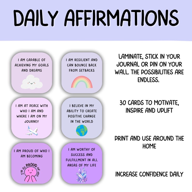 Affirmation Cards Positive Quotes Daily Affirmations Download ...
