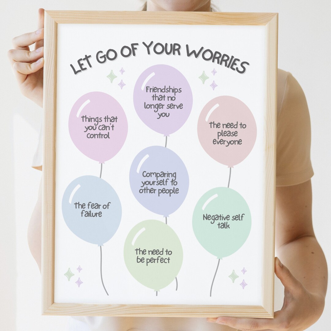 Let Go of Worries Downloadable Digital Poster, Therapy Poster ...