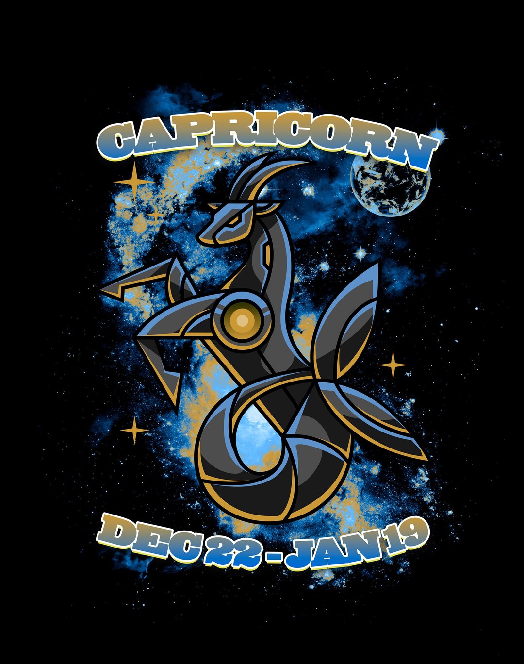 Capricorn Throwback 90's Rap Style Wall Art, T-shirt Design, Background ...