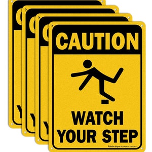 4 Pack Caution Sign, Slippery When Wet or Icy Sign, Warning, Aluminium ...