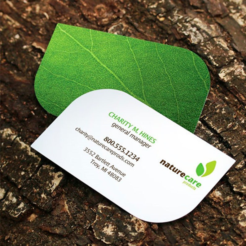Leaf Shape Business Card Printing , Full Colour, Business Cards Mockup ...