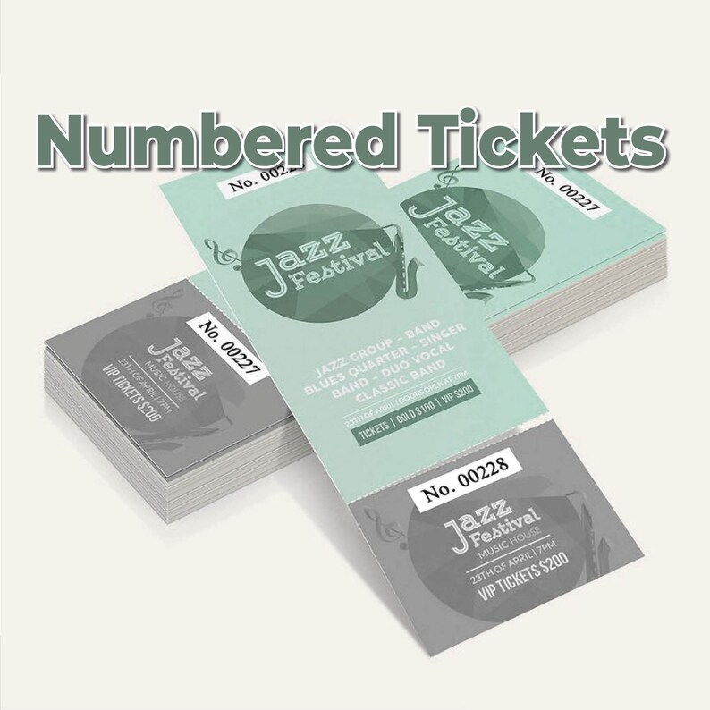 Numbered Tickets Printing Custom Event Tickets, Full Color, High ...