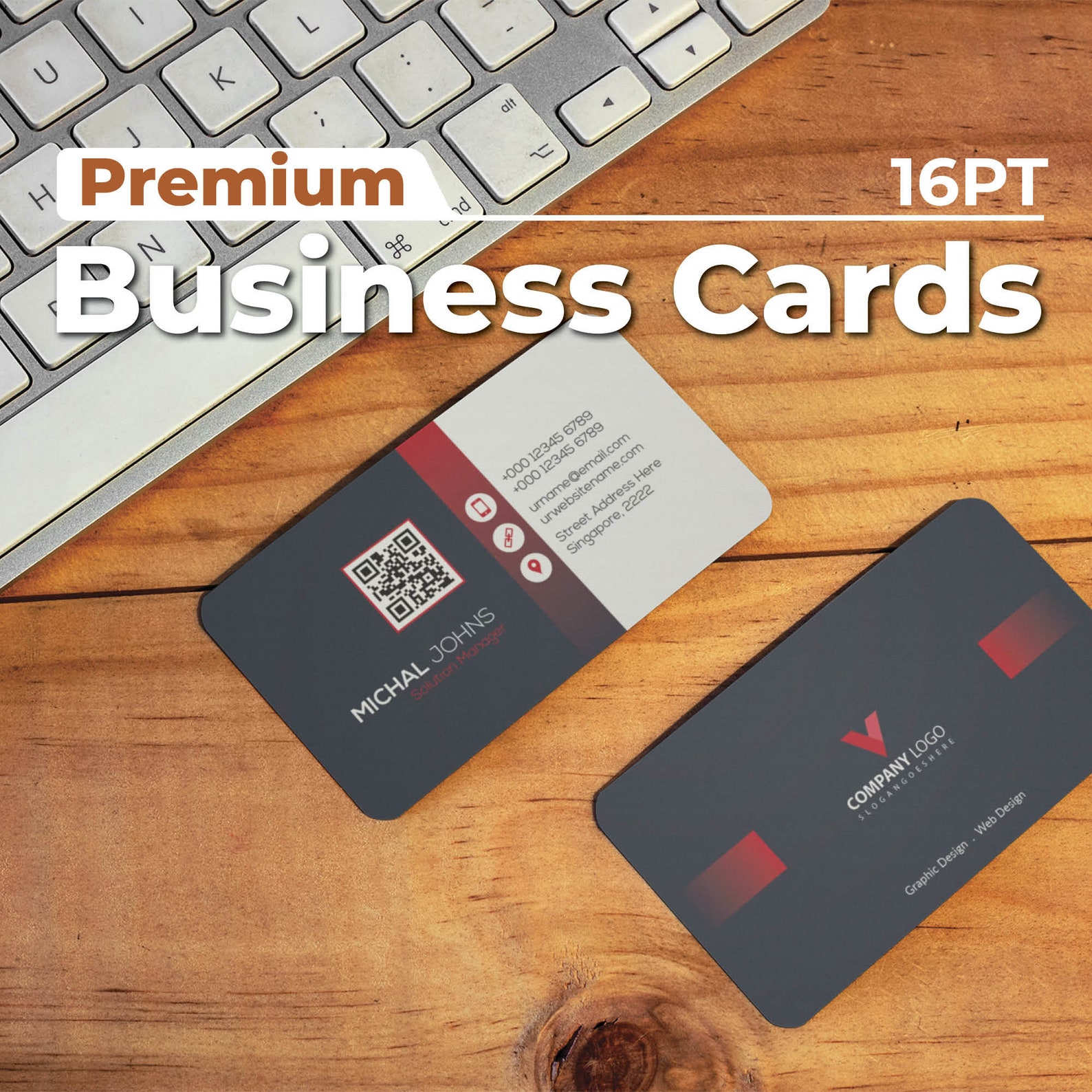 16PT Premium Business Card Printing Single or Double Sided Custom ...