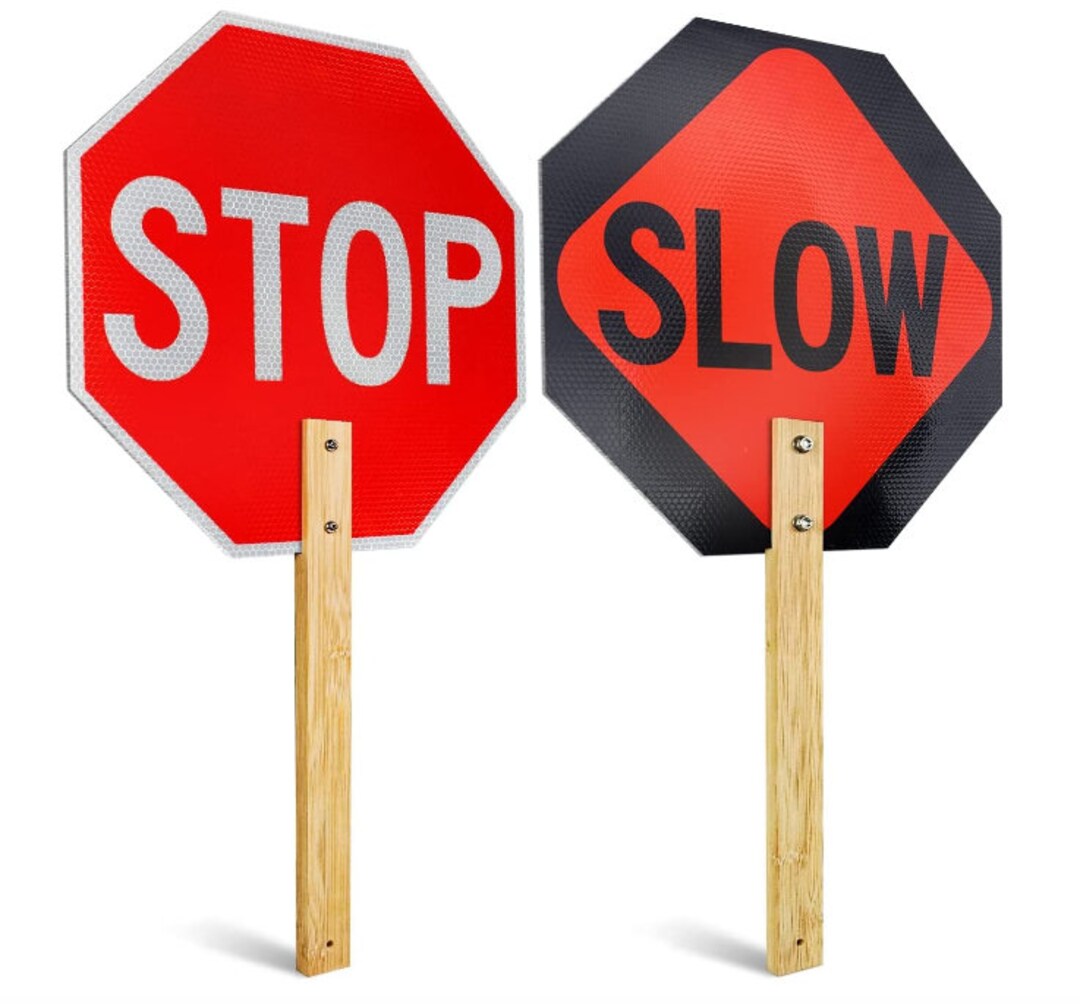 Stop Slow Sign, Double Sided Slow/stop, Sturdy, Easy to Assemble, Road ...