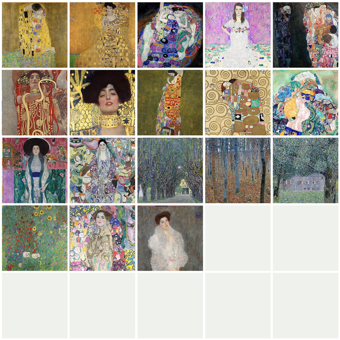 Gustav Klimt 18 Printable Images Bundle // High Res Art Nouveau Jpgs ...