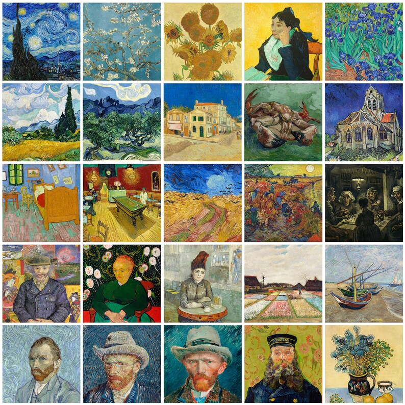 Van Gogh 25 Printable Images Bundle // Vincent Van Gogh Instant ...