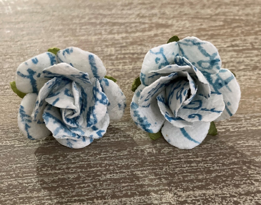 Handmade Paper Rose Oragami Rosette Stud Earrings - Etsy