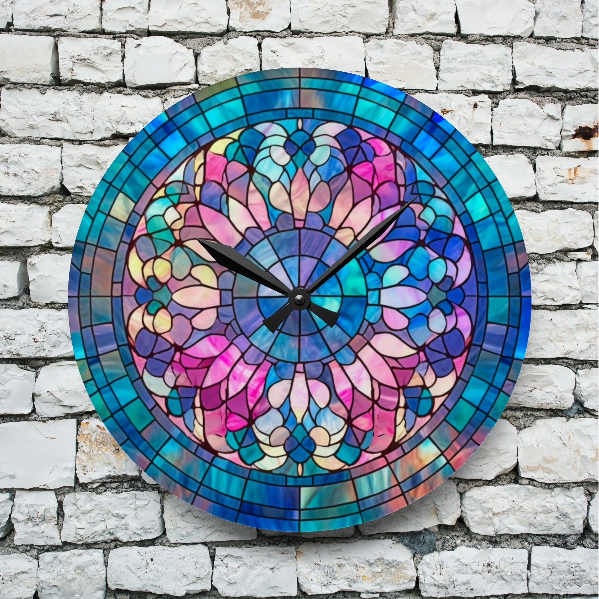 Stained Glass Wall Clock, Stained Glass Aesthetic Timepiece, Unique ...