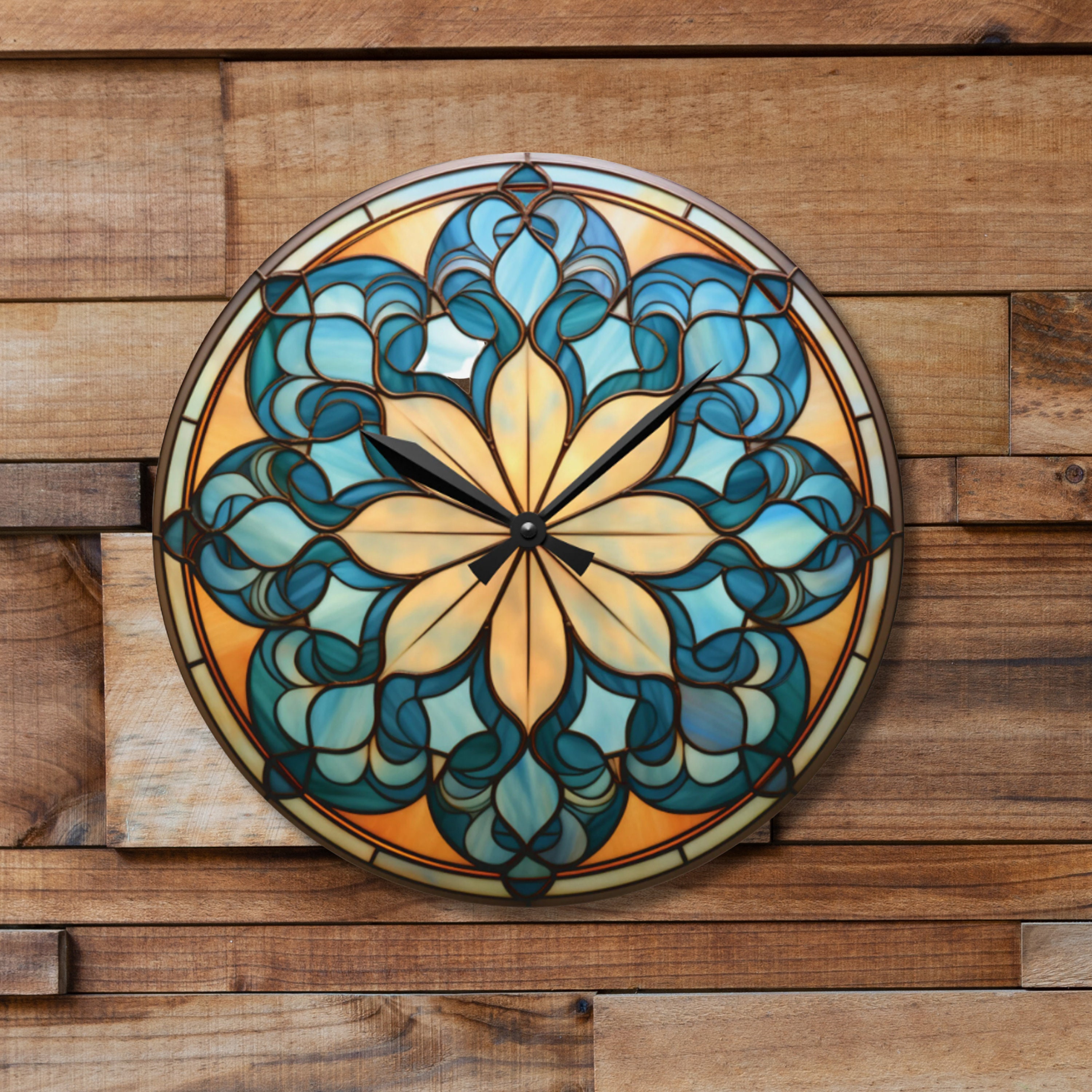Stained Glass Wall Clock, Stained Glass Aesthetic Timepiece, Unique ...