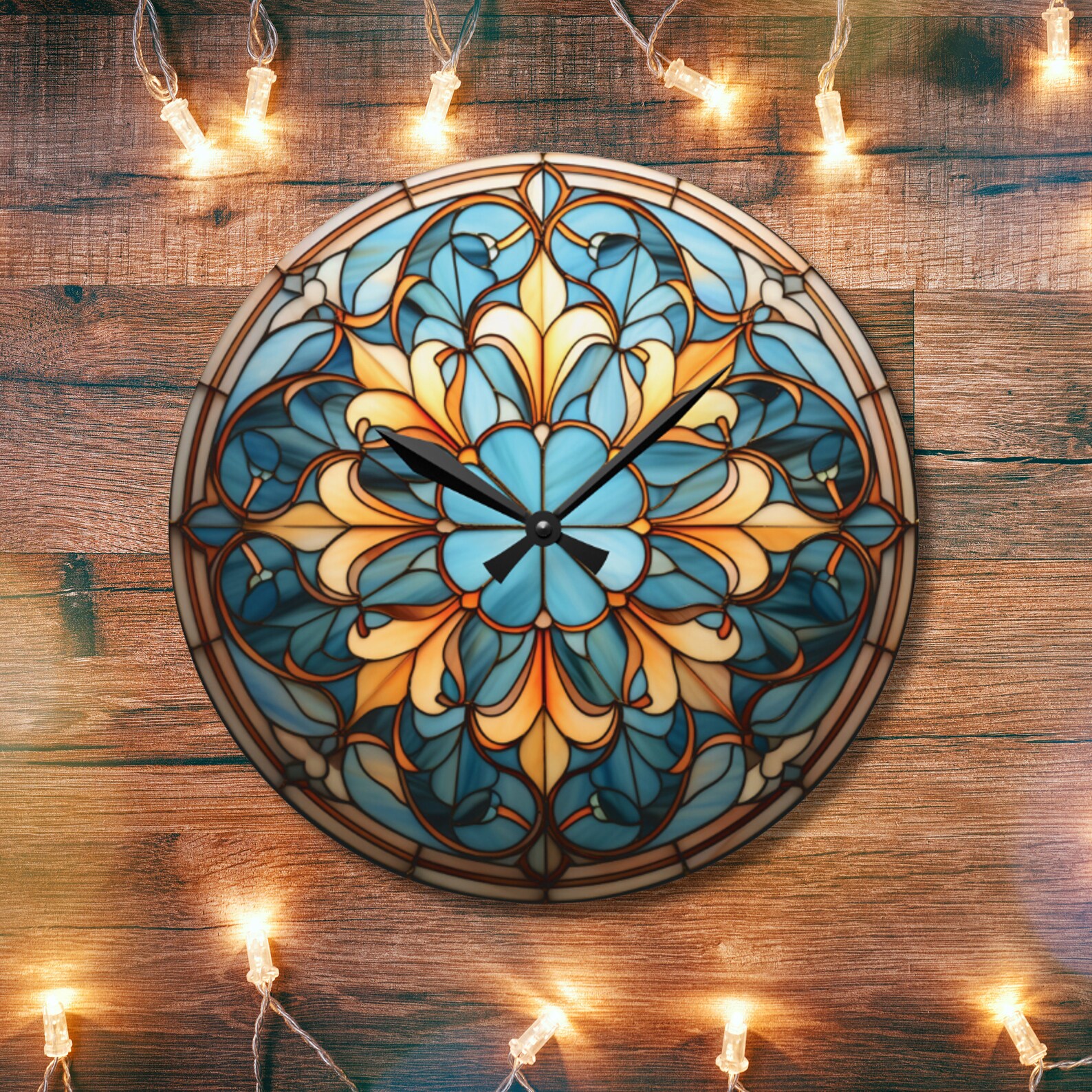 Stained Glass Wall Clock, Stained Glass Aesthetic Timepiece, Unique ...