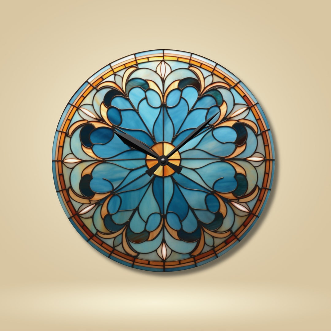 Stained Glass Wall Clock, Stained Glass Aesthetic Timepiece, Unique ...