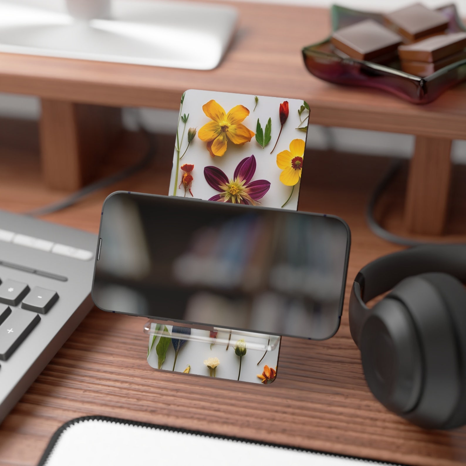 Pressed Flowers iPhone Stand Phone Dock iPhone Holder, Office Decor ...