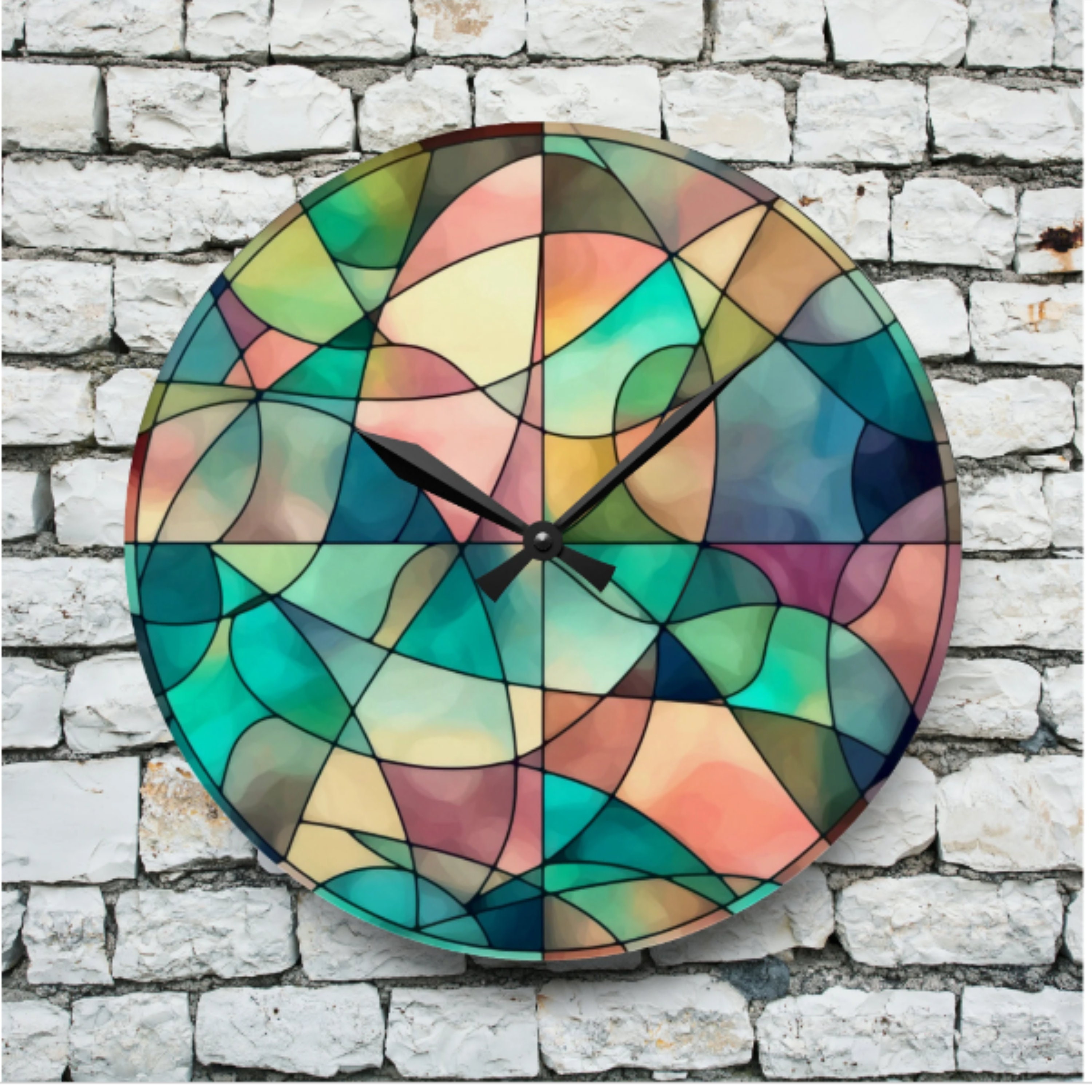 Stained Glass Wall Clock, Stained Glass Aesthetic Timepiece, Unique ...