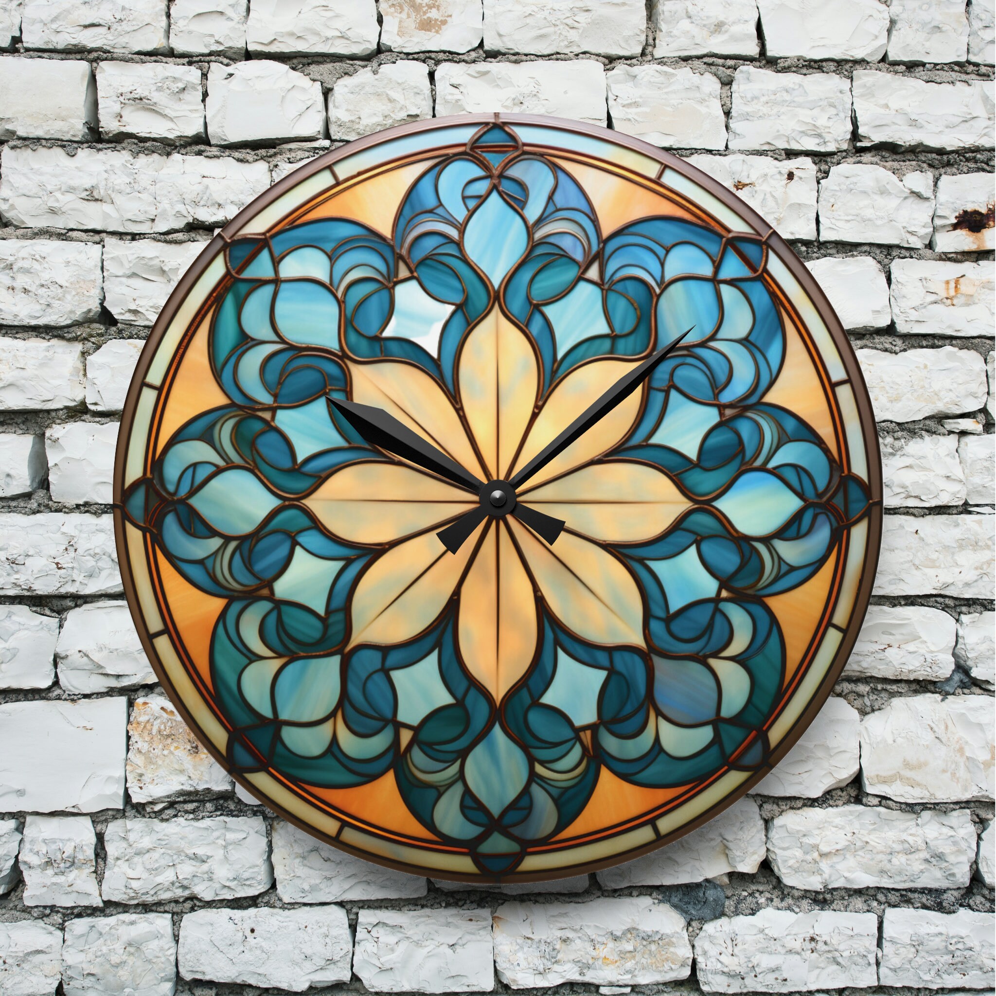 Stained Glass Wall Clock, Stained Glass Aesthetic Timepiece, Unique ...