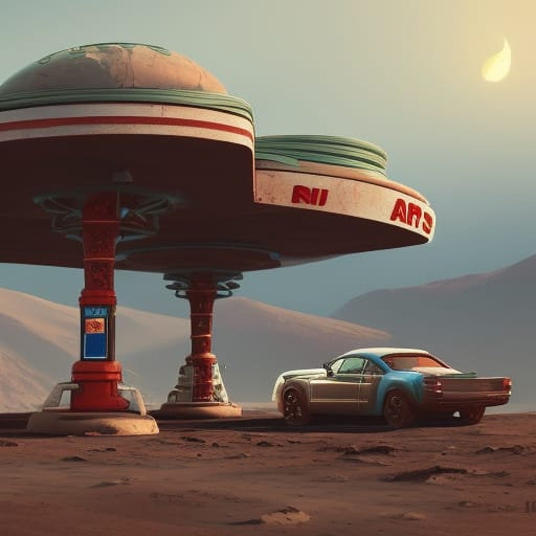 Retro Gas Station on Mars - Etsy