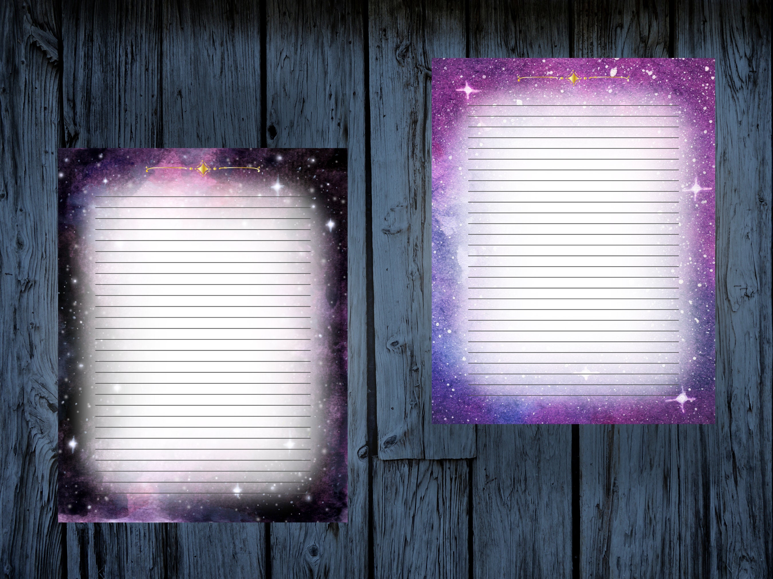 10 Printable Galaxy Writing Paper | Digital Download | Lined and ...