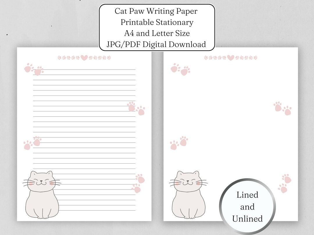 Cute Kawaii Kitty Cat Paws Writing Paper | Printable Stationary ...