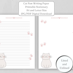 Cute Kawaii Kitty Cat Paws Writing Paper | Printable Stationary ...