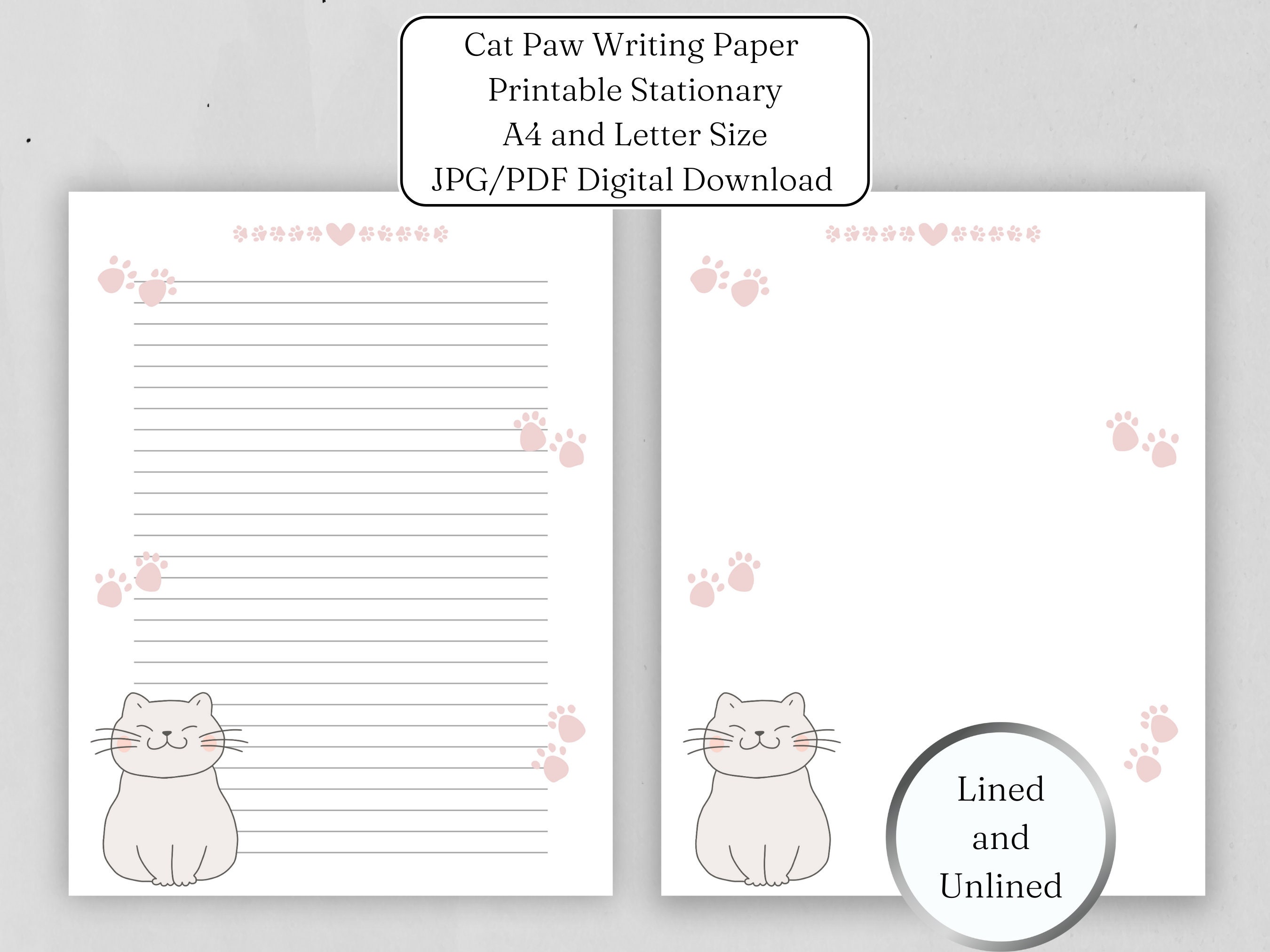 Cute Kawaii Kitty Cat Paws Writing Paper | Printable Stationary ...