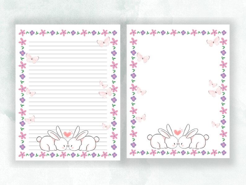 Spring Bunnies Writing Paper | Stationary Set | Digital Download ...