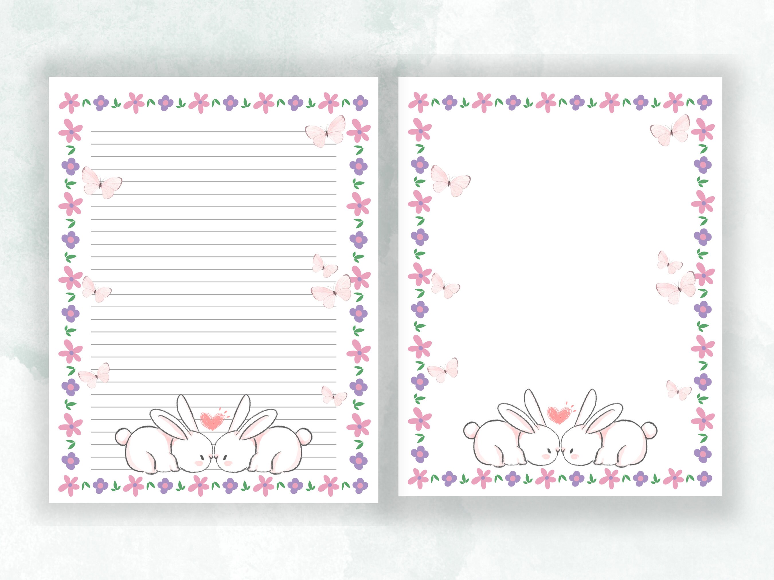 Spring Bunnies Writing Paper | Stationary Set | Digital Download ...