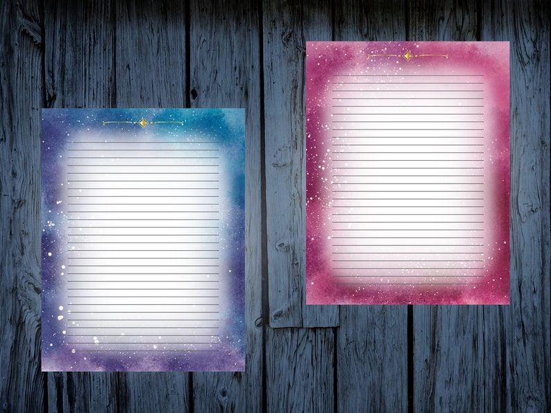 10 Printable Galaxy Writing Paper | Digital Download | Lined and ...